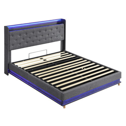 Gatlin Upholstered Gas Lift Storage Bed with LED Temple Webster